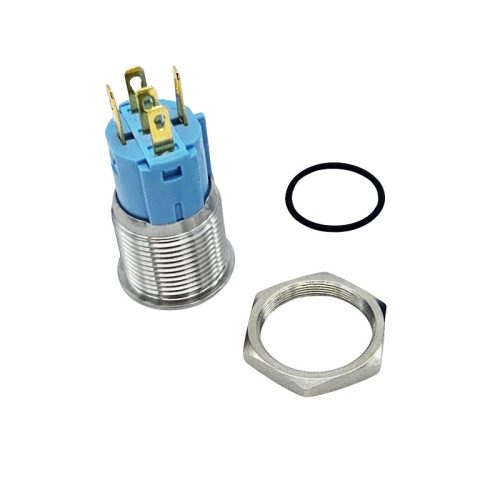 Round Switch Push Button Stainless Steel ON/OFF 16mm LED Ring Blue ...