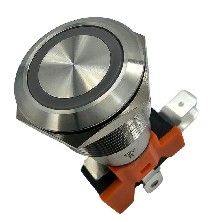 Anti-Vandal 22mm Switch Round Push Button LATCHING 12V 20A Red LED ...