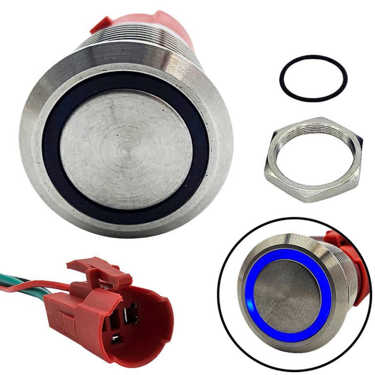 Anti-Vandal Switch 16mm Round Push Button 15A 240VAC ON/OFF LED Ring ...